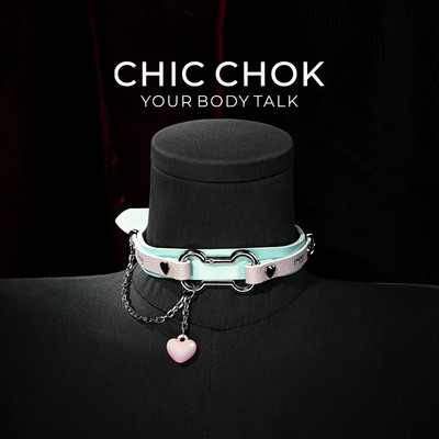 CHICCHOK真皮小狗项圈爱心吊坠