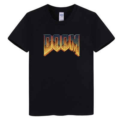 毁灭战士4短袖t恤男士DOOM游戏衣服纯棉大码户外男女潮流体恤衫