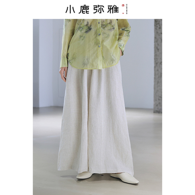 松紧腰小鹿弥雅中长款阔腿裤
