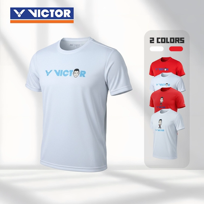 VICTOR威克多胜利羽毛球服20055A 20056D速干透气运动短袖Q版人物