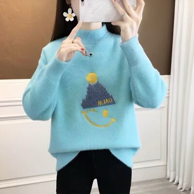 黄金貂加厚毛衣女短款针织