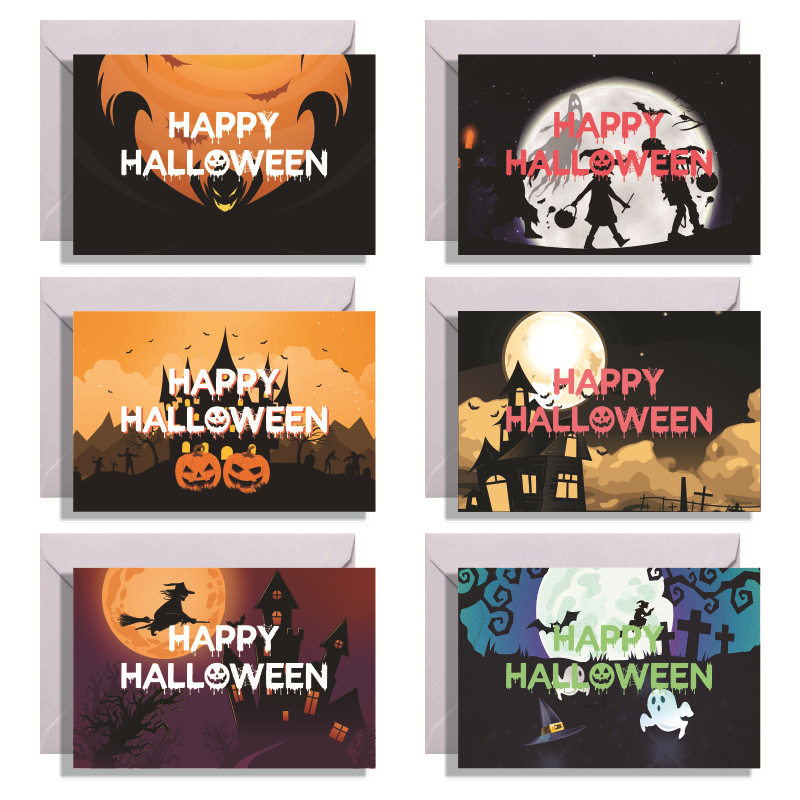HAPPY HALLOWEEN卡通万圣节小卡片小贺卡+信封+贴纸 DX391