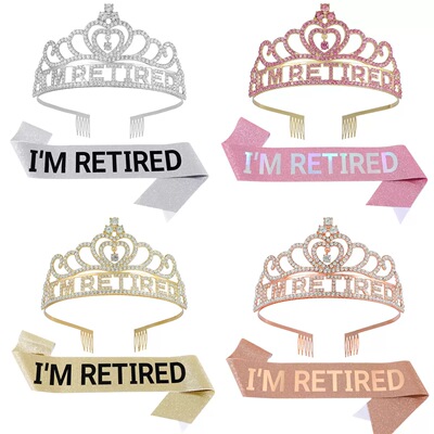 IM RETIRED 退休派对肩带礼仪带皇冠 HG037JD170