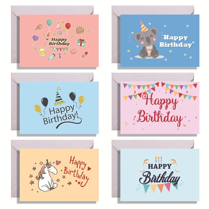 HAPPY BIRTHDAY可爱卡通生日小卡片小贺卡+信封+贴纸 DX1188