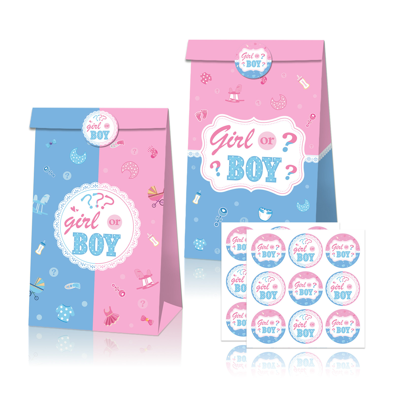 BOY OR GIRL 宝宝性别揭示迎婴派对糖果礼品袋纸袋 BABY SHOWER