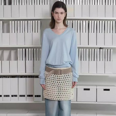 现货速发韩国东大门代购Cream Villa2025夏季新款镂空叠搭屁帘裙