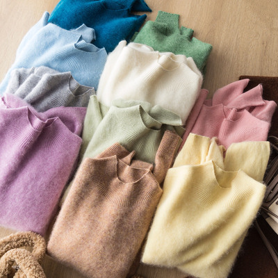 苾入福利款！重磅拉绒羊毛羊绒云柔雾感无缝一体半高领针织衫毛衣