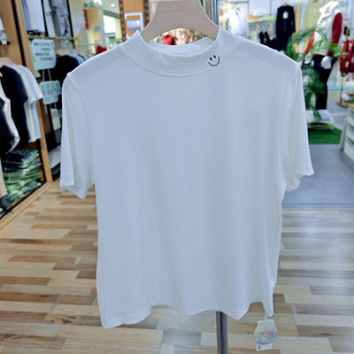 优布客女士纯色中领短袖晴空棉莱赛尔天丝打底衫2026春夏新款5912