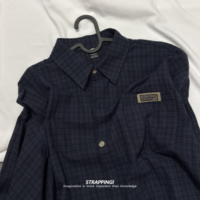STRAPPING格纹全棉美式咔叽街头长袖衬衫港风复古日系男女春秋
