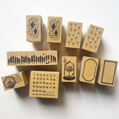 现货日本大枝飞鸟蒲公英框框印章