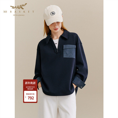 十二篮半拉链上衣复古休闲女