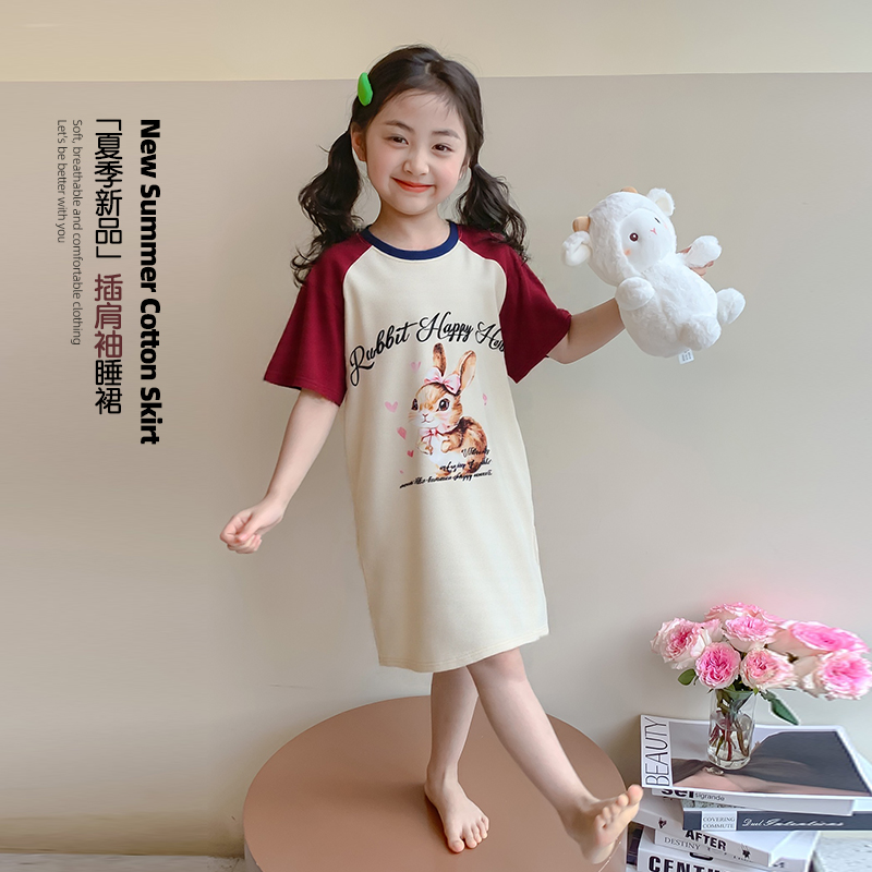 女童连衣裙夏季薄款纯棉类女孩洋气t恤裙夏装新款儿童裙子超好看 商品图