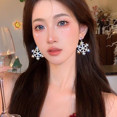 绝美气质满钻大雪花耳环女轻奢高级感网红耳坠小众耳饰
