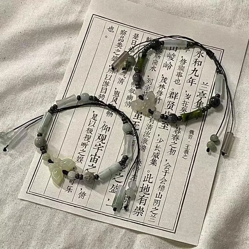 兰亭序禅意古风蝴蝶竹节手链轻奢小众国风精致节节高升手串新中式
