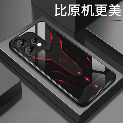 适用opporeno15c手机壳新款Reno15C简约创意玻璃硬壳保护套OPPO机甲全包防摔软壳PMD110男款潮牌网红个性外壳