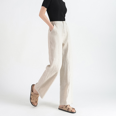 亚麻阔腿裤夏天薄款棉麻裤