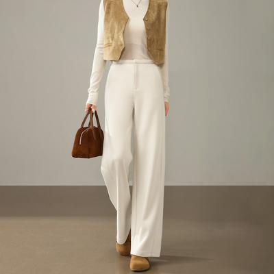 白色羊毛裤女秋冬2025新款