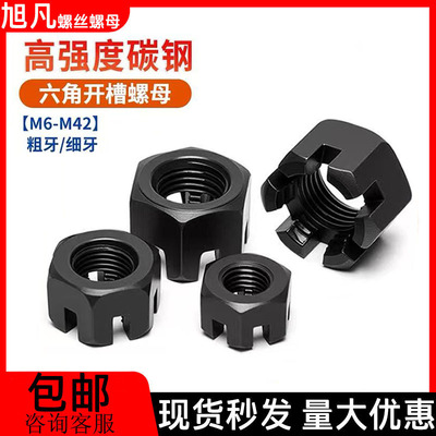 发黑六角开槽螺母GB58