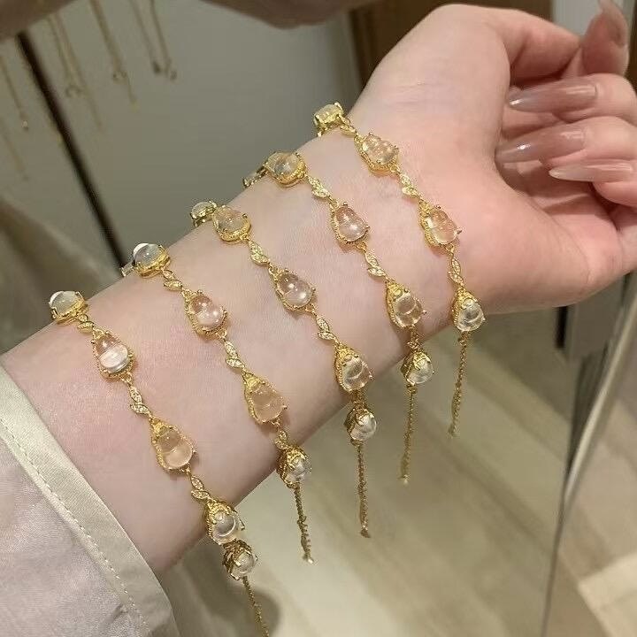 s925银天然水沫玉葫芦手链小清新设计百搭气质女款