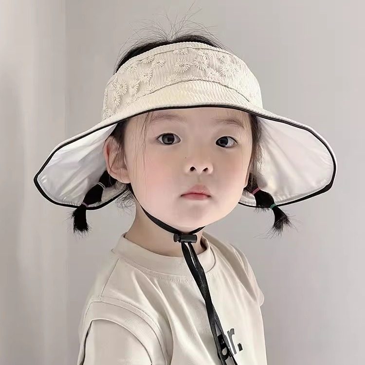 儿童帽子春夏款空顶帽韩版甜美透气遮阳帽宝宝大檐防晒帽太阳帽潮