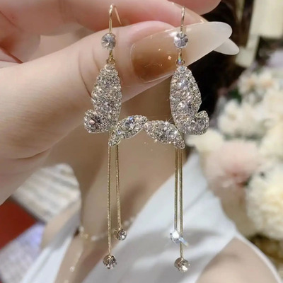 耳环蝴蝶结耳饰微镶满钻