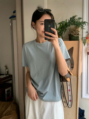 清货询价海维恩夏新品基础款纯色简约正肩雪花棉糖果色短袖T恤女