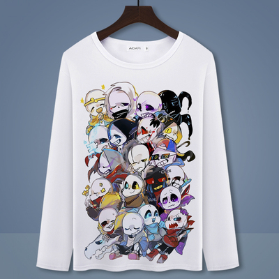 undertale 传说之下 秋冬款长袖白色T恤 sans衣服 男女儿童打底衫
