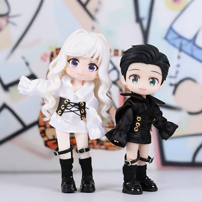 ob11娃衣哥特衬衫12分bjd娃娃阿巳衬衣套装娃娃手办腰封衣服p9p10