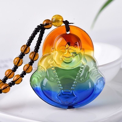 三彩琉璃水晶毛衣链观音佛貔貅男女四季百搭彩色项链厂家直销饰品