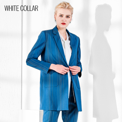 春秋兰条西服大贴袋一手长大外套