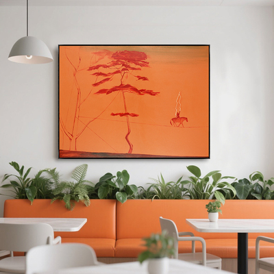 设计师样板房橙色抽象风景装饰画