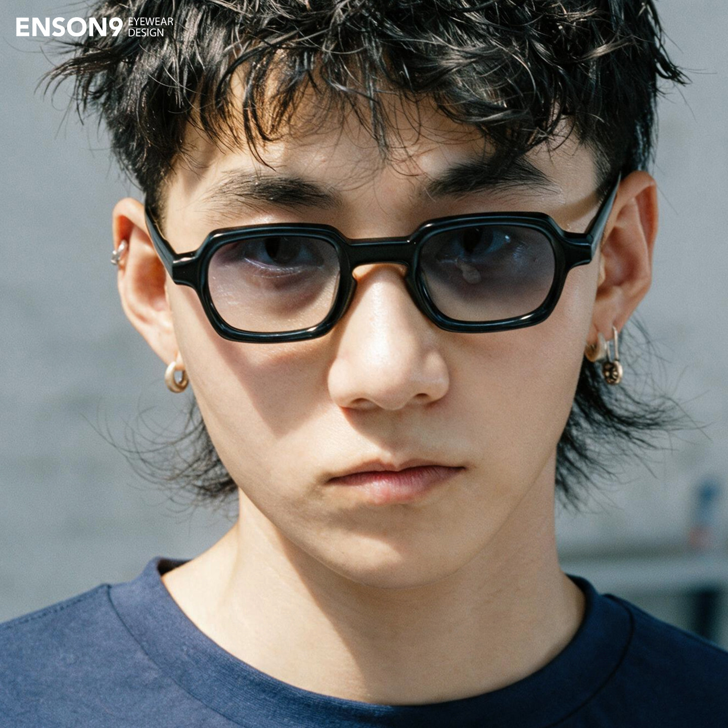 enson9复古粗框板材小方框墨镜男女 高级防晒显脸小情侣款太阳镜