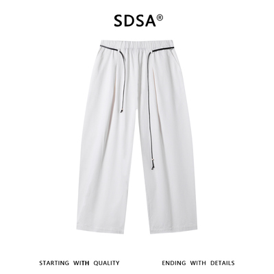 SDSA男装2026新款高贵轻奢韩系撞色抽绳阔腿休闲裤日系垂感休闲