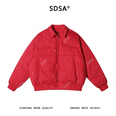 SDSA男士秋冬新款痞帅男装韩版简约纯色翻领棉服保暖时尚情侣外套