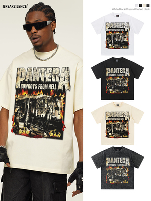 Pantera重金属摇滚乐队短袖t恤男女美式街头嘻哈重磅纯棉宽松半袖