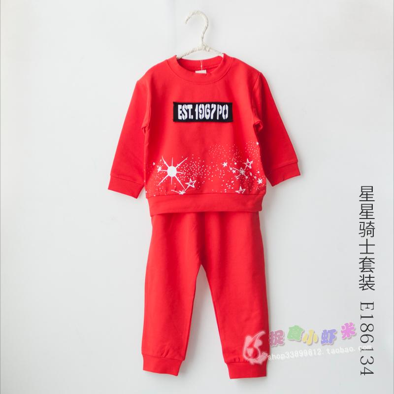 ELALA/衣拉拉童装儿童春秋款套头运动休闲卫衣两件红色黑色套装