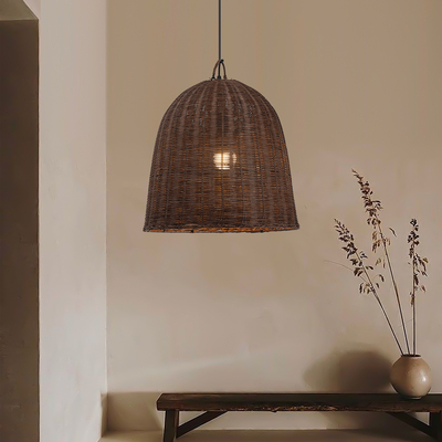 中式风格藤编吊灯卧室餐厅田园艺术灯具农家乐民宿客厅灯藤艺灯罩
