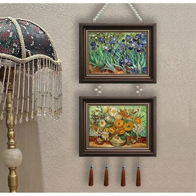 梵高花卉装饰画玄关卧室法式餐厅客厅沙发背景墙鸢尾花向日葵挂画