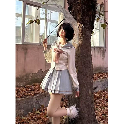 原创薄荷巧水手服一套JK制服学院风韩系穿搭长短袖衬衫JK裙校供感