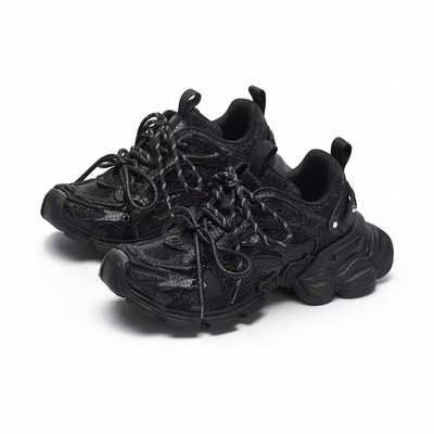 SUGARSU复古绑带鞋 2025年新款女款老爹鞋 贝母色牛皮拼色运动