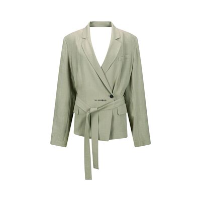 YCH 设计师26SS春夏新款开叉腰带蝴蝶结西装夹克女