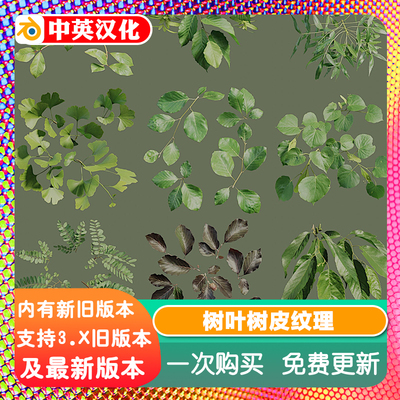 Blender资产TWIGS 40种小树枝树叶树皮纹理 The Grove 10+资产包