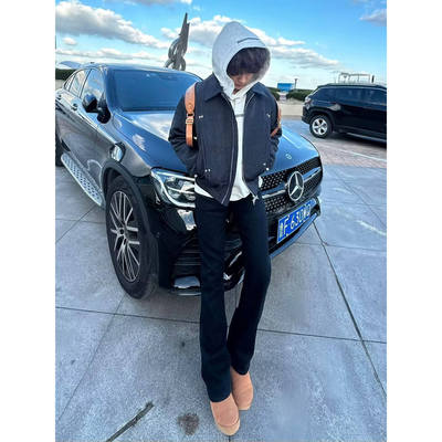 花花公子cleanfit黑色微喇牛仔裤男高个子修身美式vibe高街直筒裤