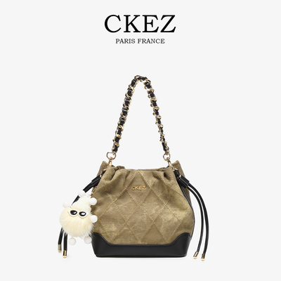 【CKEZ官方正品】包包女式2026新款复古水桶包手拎单肩包斜挎包包