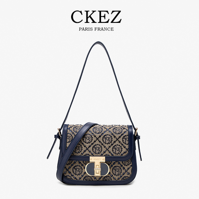 CKEZ正品包包女式2024新款斜跨包真皮女包秋冬季高级感斜跨小方包