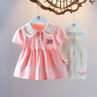 纯棉夏季女童套装女宝宝衣服两件