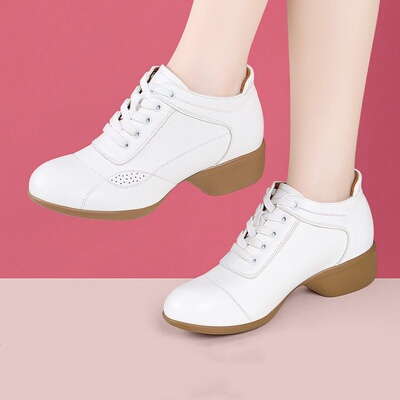 春夏时尚软底真皮舞蹈鞋女中跟鞋