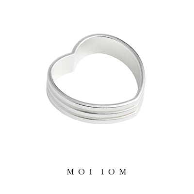 moi iom小众原创设计全手工定制925银极简线条爱心戒指