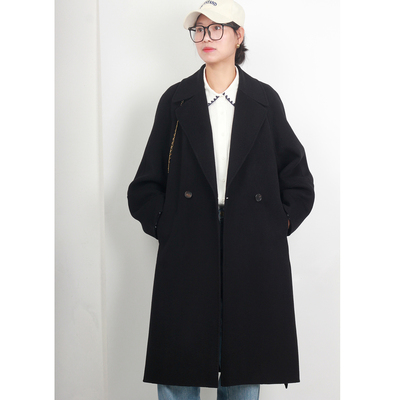 显瘦大码双面羊绒大衣中长款胖MM