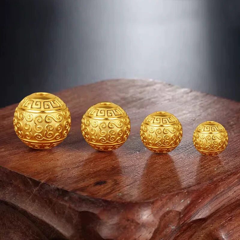 沙金高端金祥云隔珠吊坠DIY手链手编绳配珠文玩饰品配件